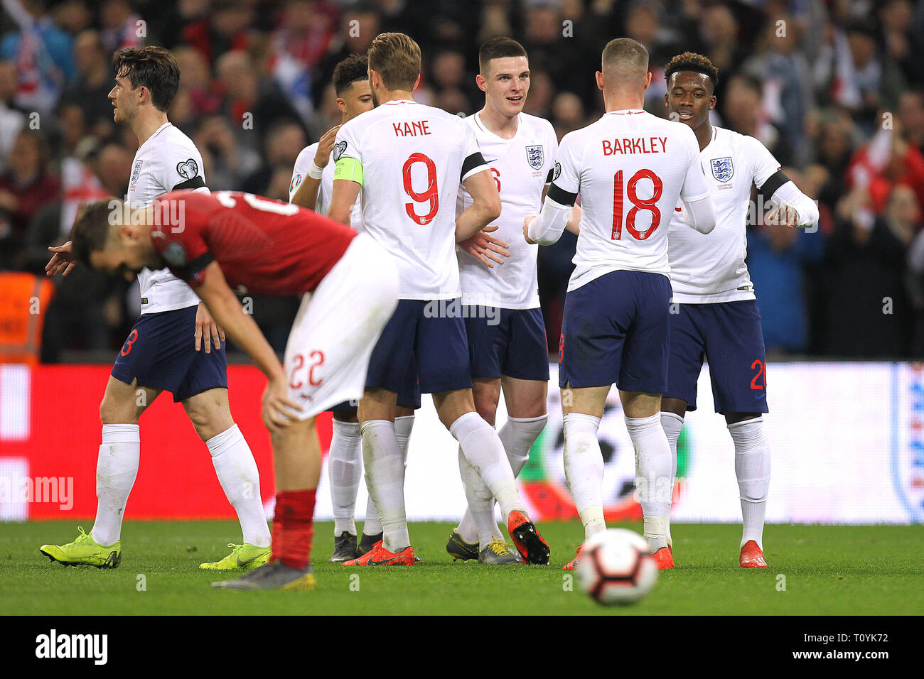 London, UK. 22nd Mar, 2019. England celebrate after Tomas Kalas of ...