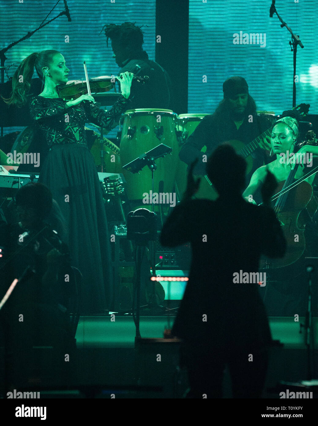 Glasgow, UK. 22 March 2019. Pictured: Gavin Greenaway conducting. Under ...