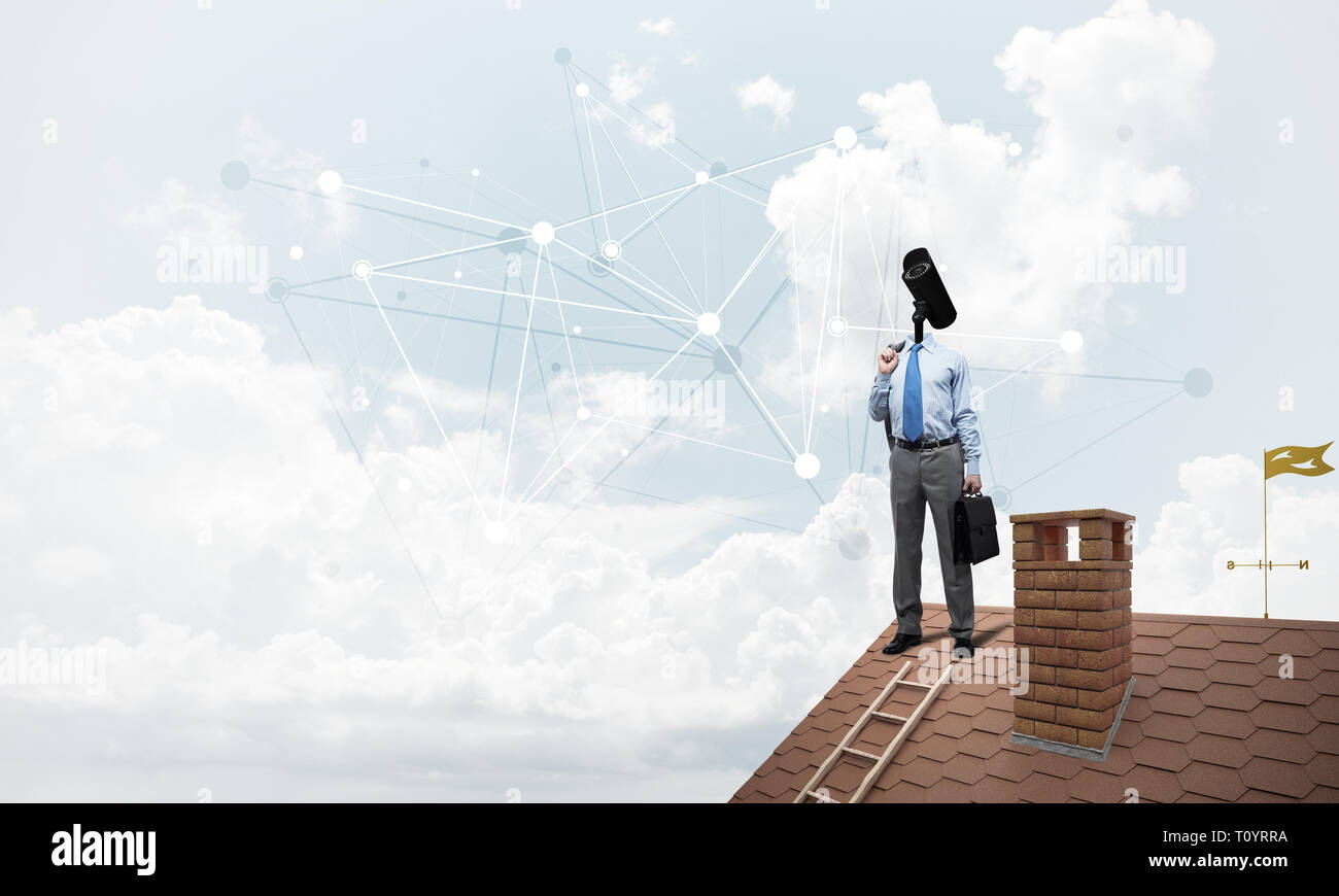 Concept of security and privacy protection with camera headed man Stock ...