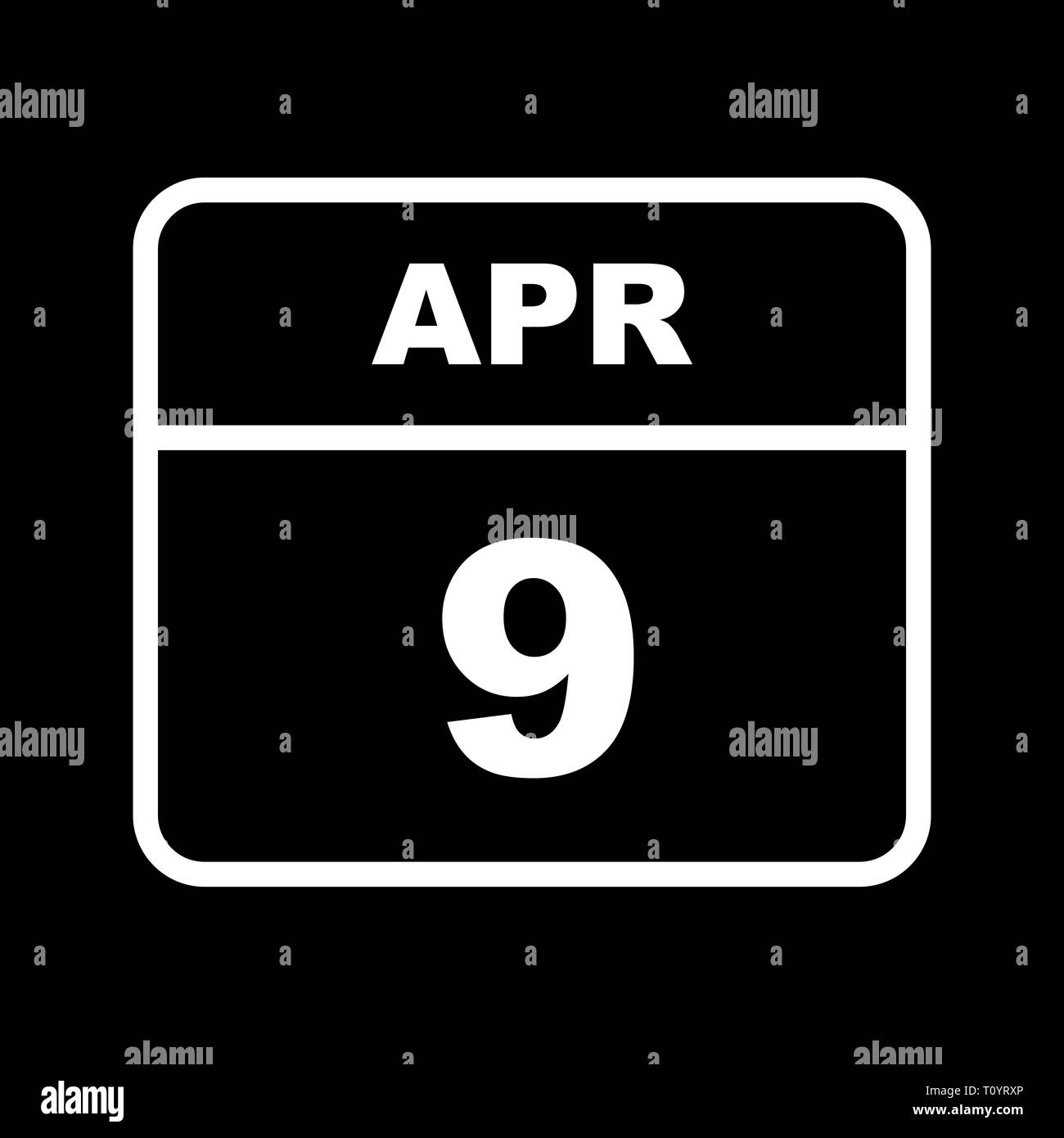 April 9th Date on a Single Day Calendar Stock Photo - Alamy