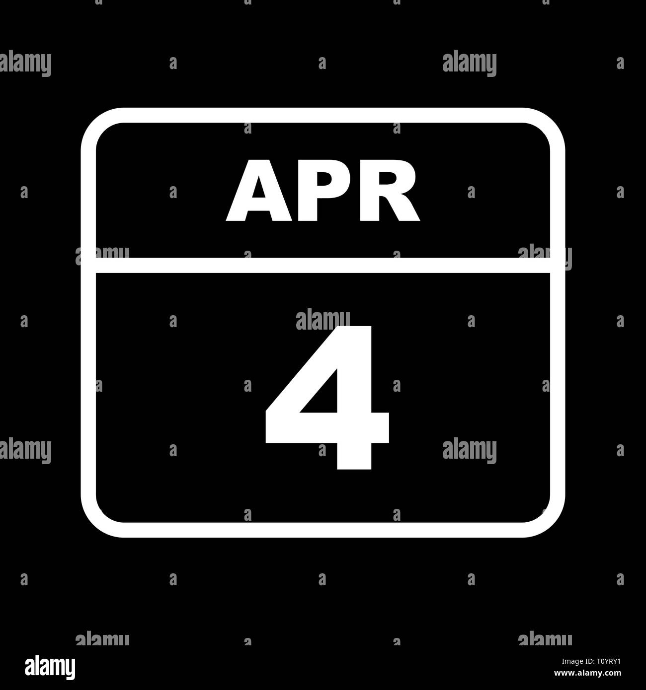 April 4th Date on a Single Day Calendar Stock Photo - Alamy