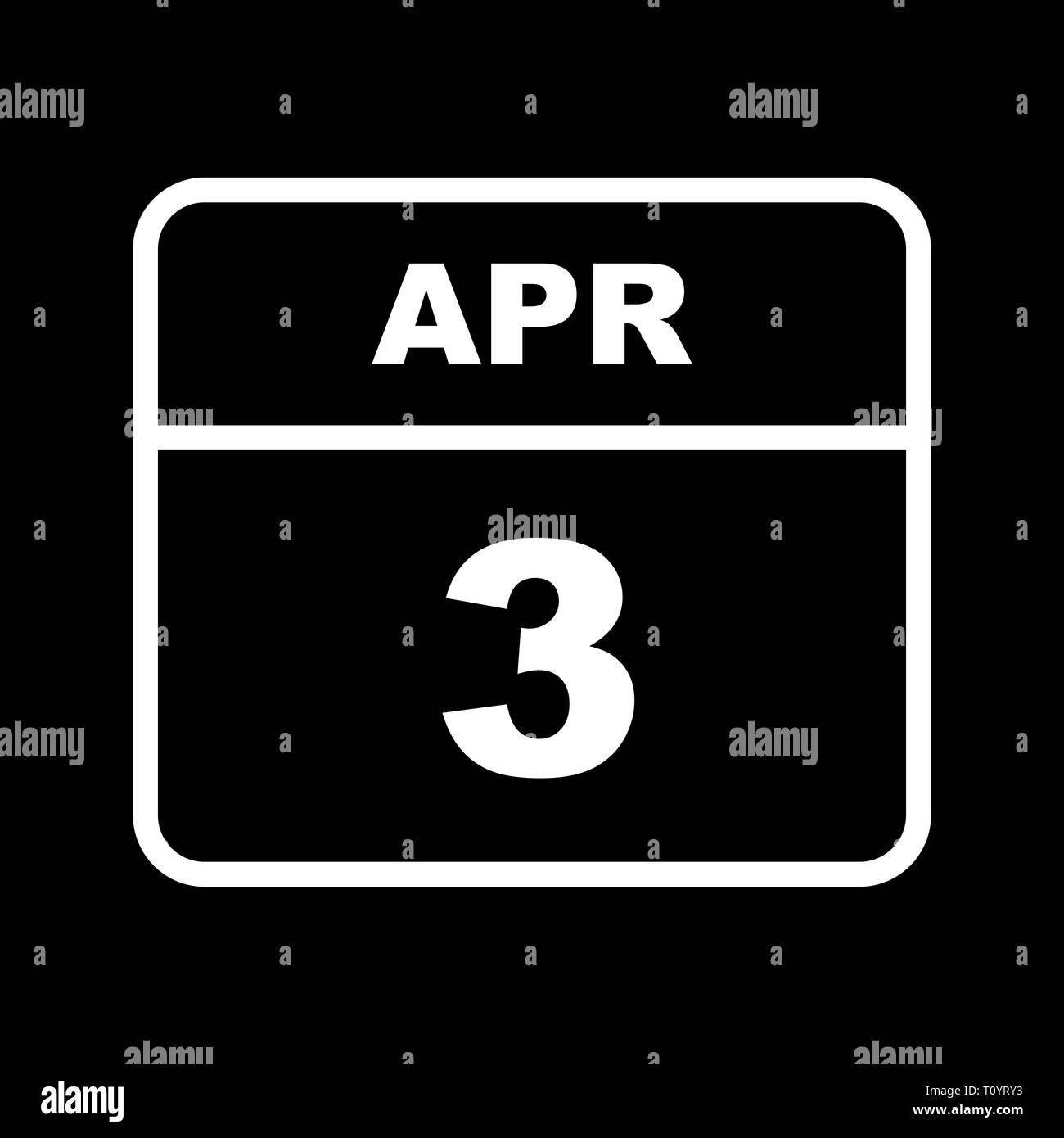 April 3rd Date on a Single Day Calendar Stock Photo - Alamy