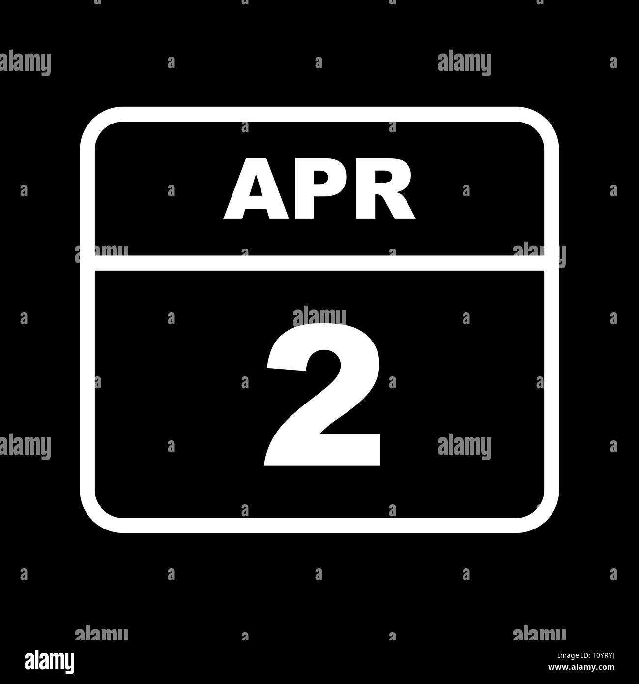 April 2nd Date on a Single Day Calendar Stock Photo - Alamy