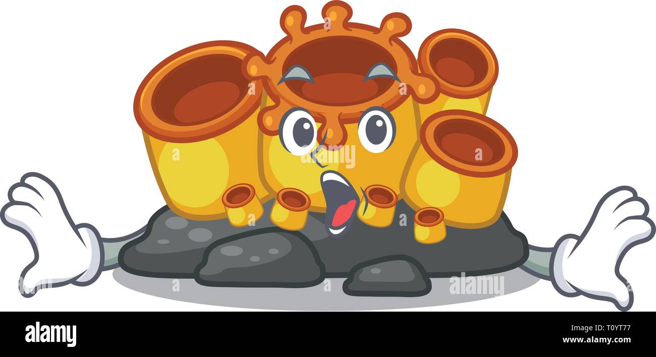 Surprised orange sponge coral cartoon in sea Stock Vector Image & Art ...