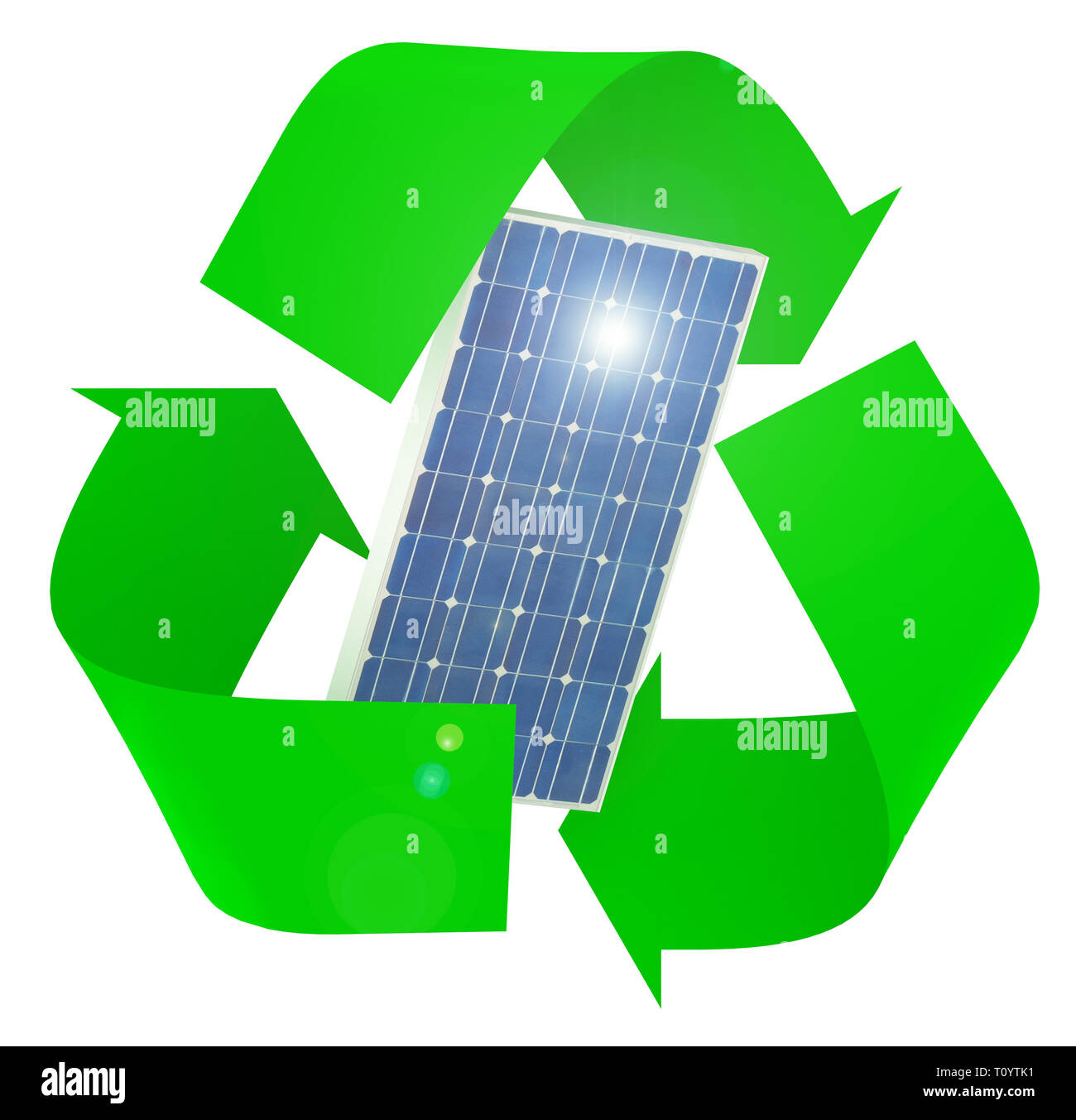 solar panel inside symbol recycle isolated on white background, 3d ...