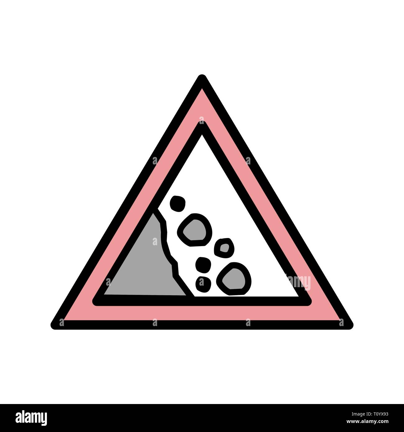 Illustration Falling rock Icon Stock Photo - Alamy