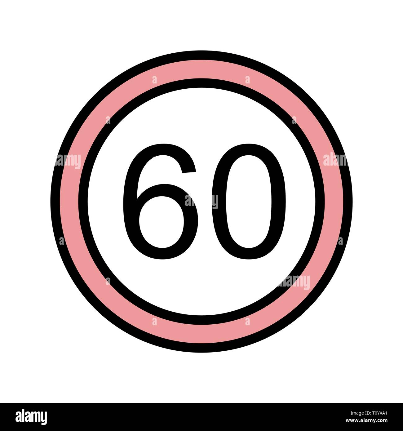 Illustration Speed limit 60 Icon Stock Photo - Alamy