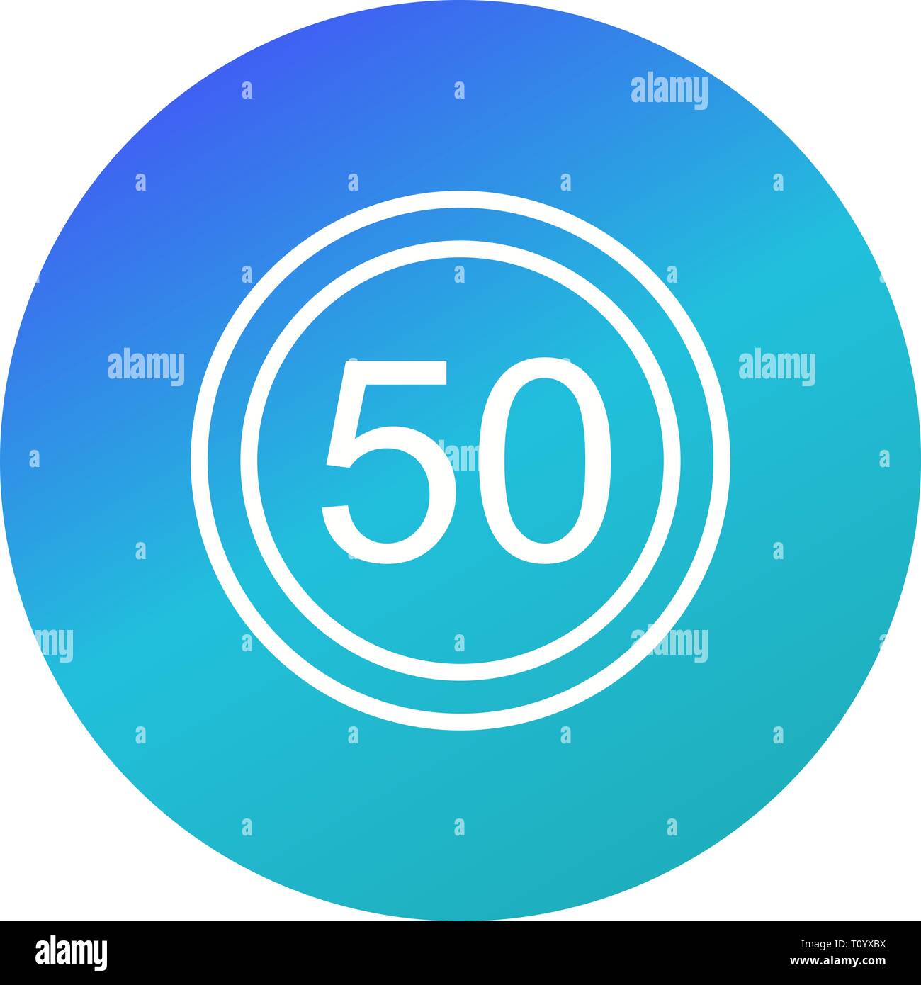 Illustration Speed limit 50 Icon Stock Photo - Alamy