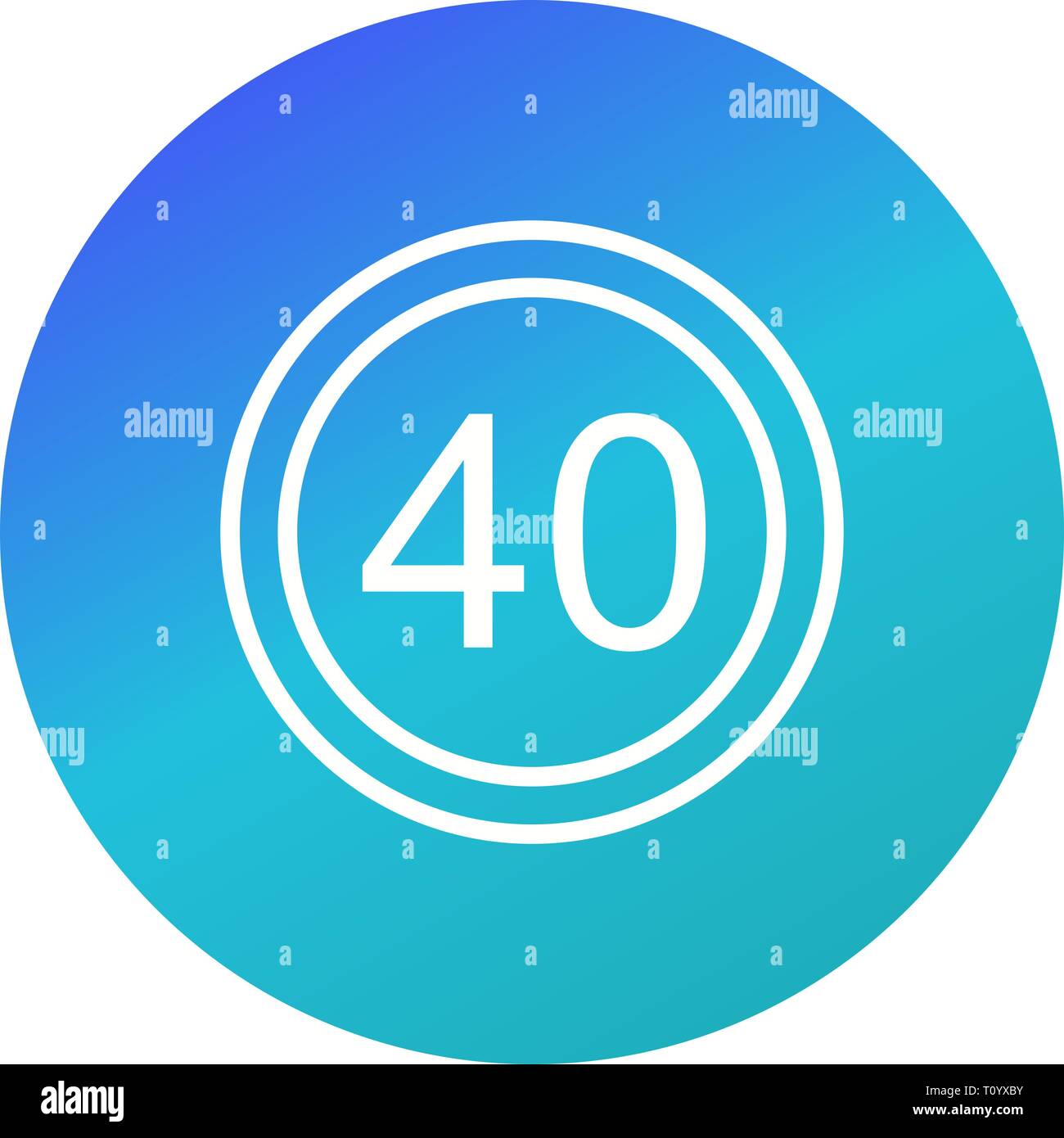 Illustration Speed limit 40 Icon Stock Photo - Alamy