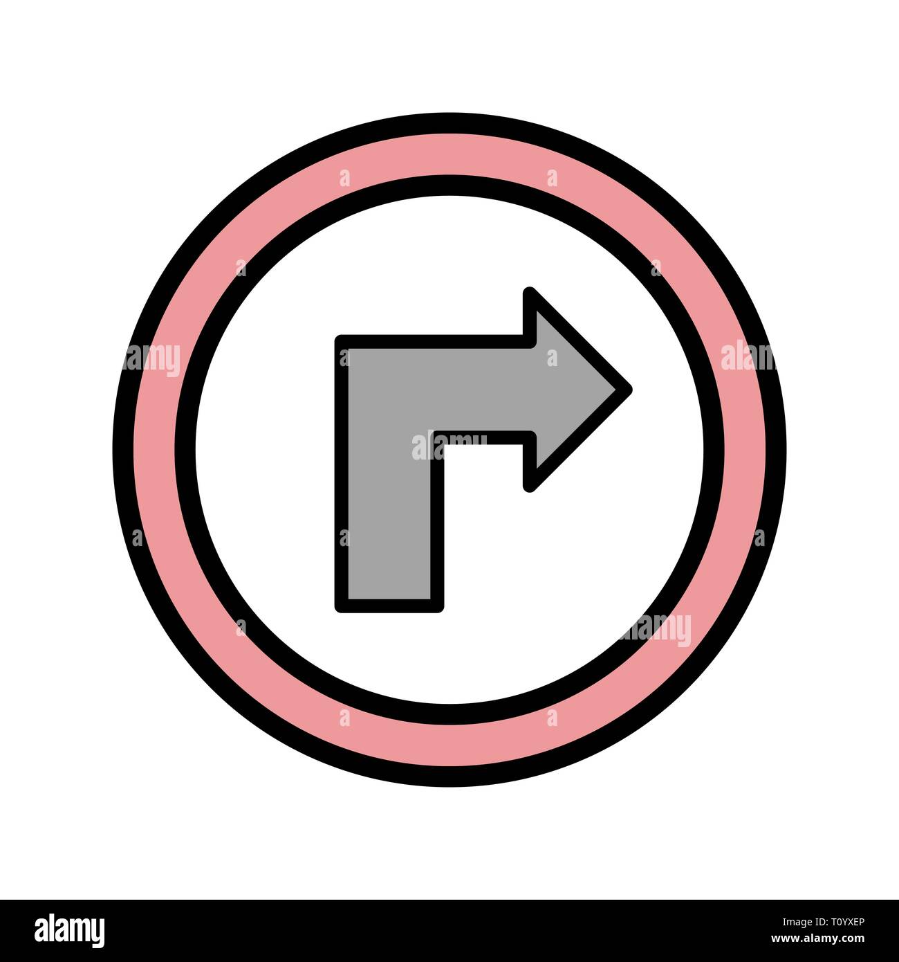 Illustration Turn to the Right Icon Stock Photo - Alamy
