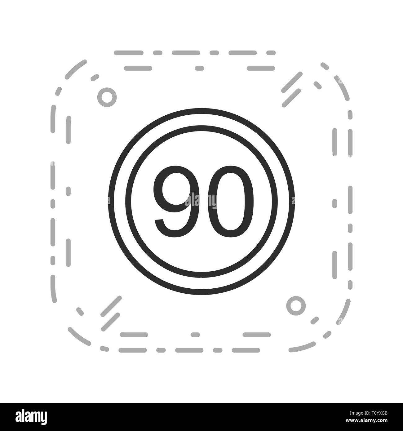 Illustration Speed limit 90 Icon Stock Photo - Alamy