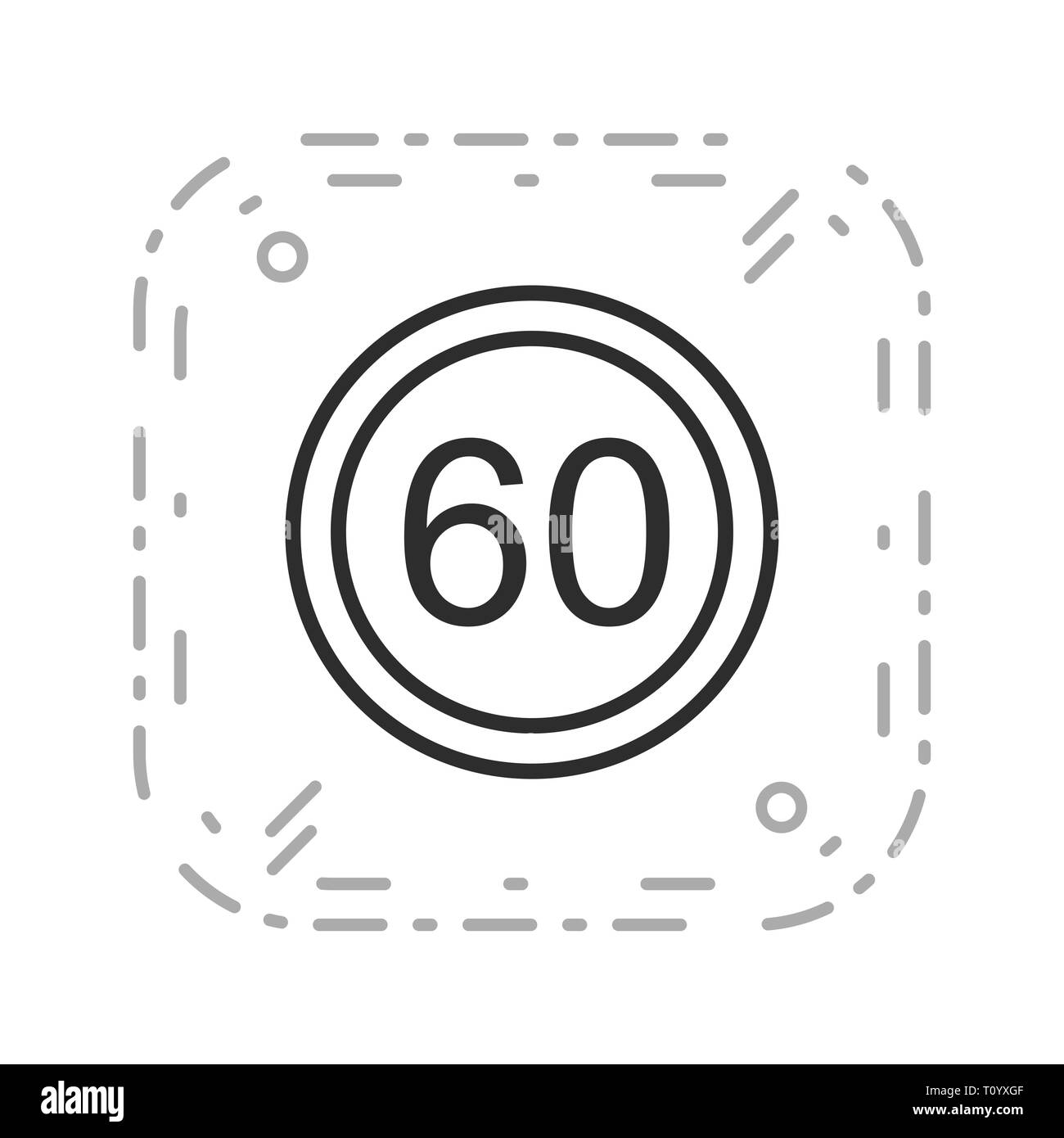 Illustration Speed limit 60 Icon Stock Photo - Alamy