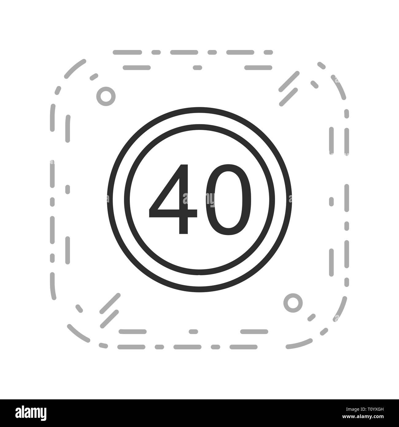 Illustration Speed limit 40 Icon Stock Photo - Alamy