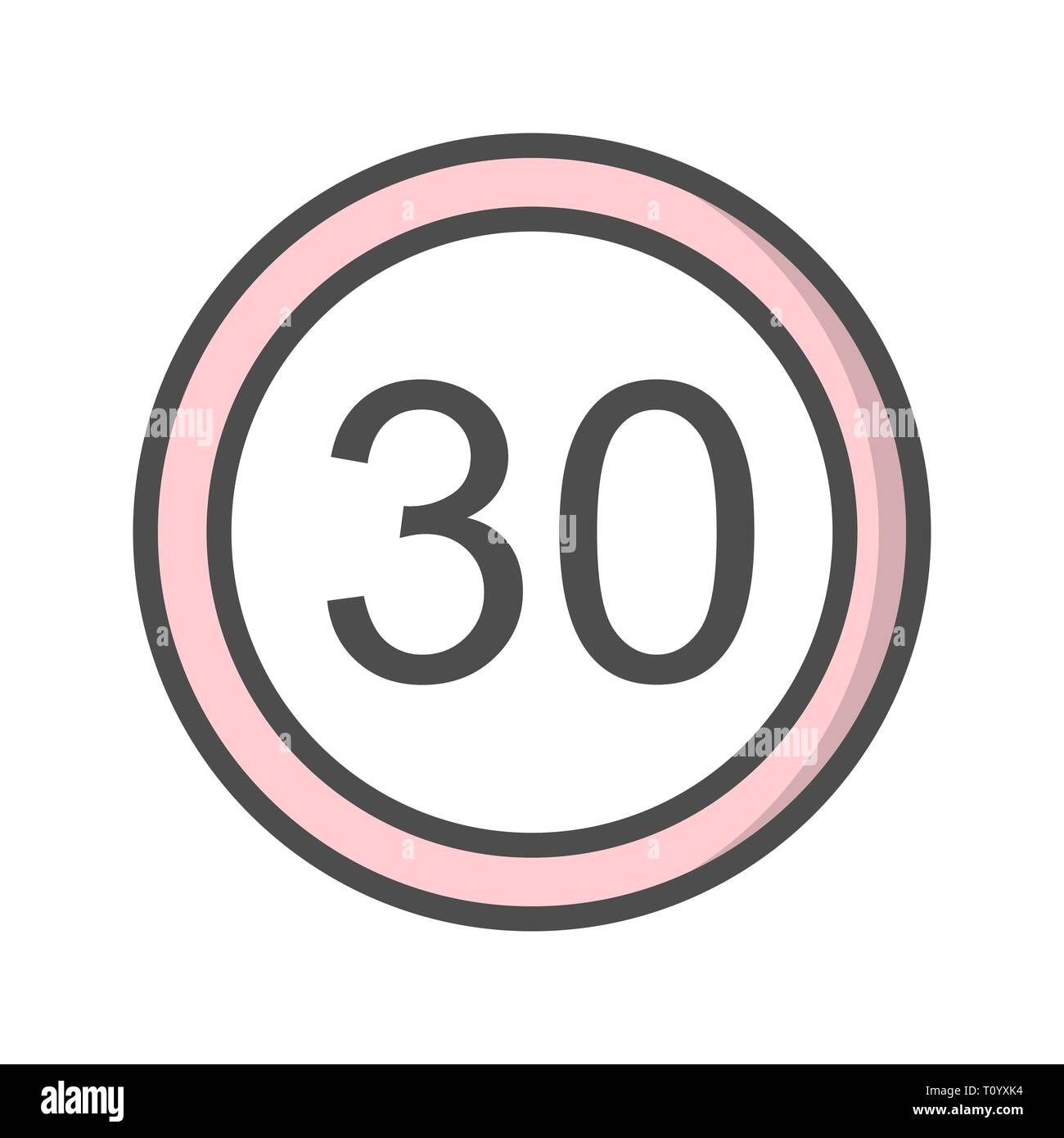 Illustration Speed limit 30 Icon Stock Photo - Alamy