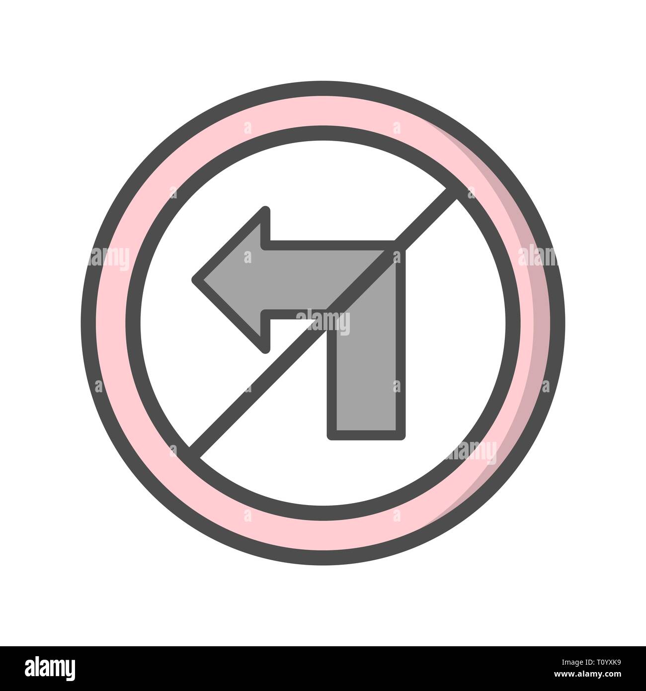 Illustration No left turn Icon Stock Photo - Alamy