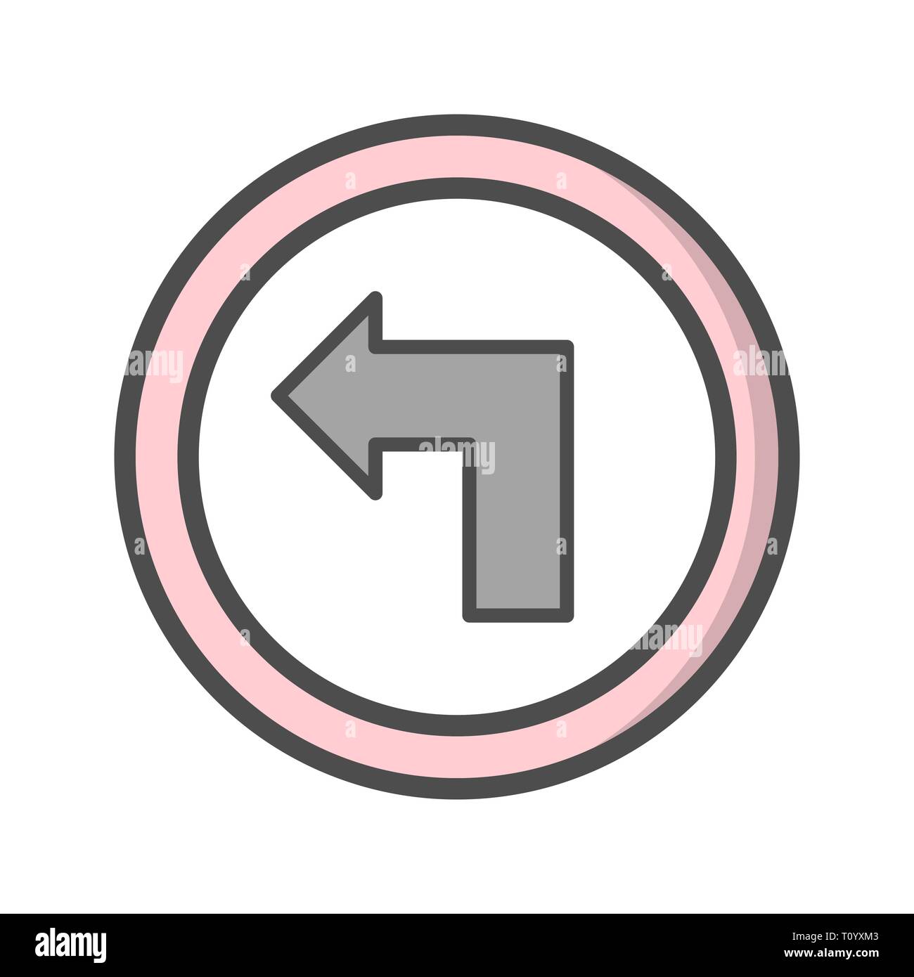 Illustration Turn to the left Icon Stock Photo - Alamy
