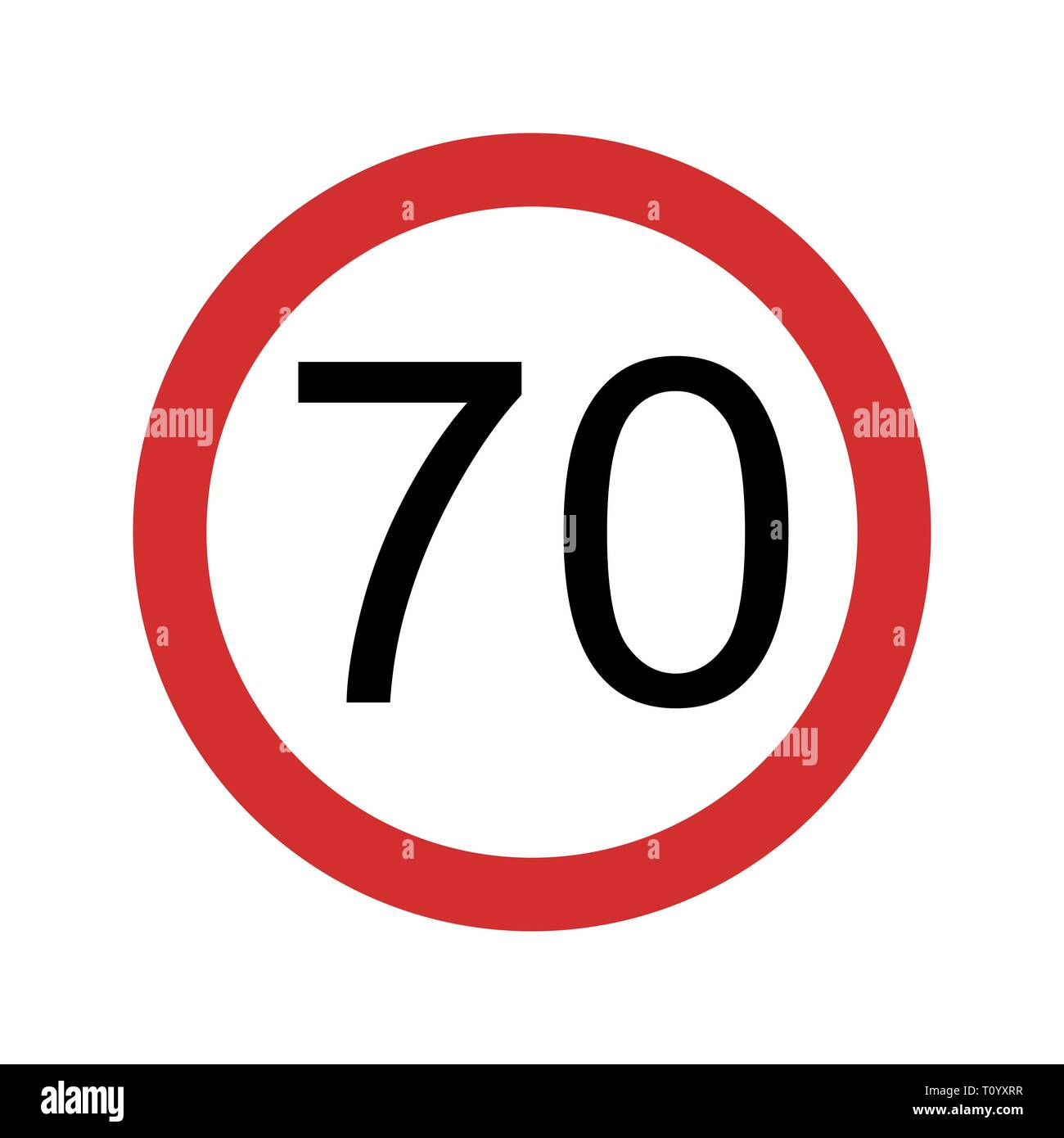 Illustration Speed limit 70 Icon Stock Photo - Alamy