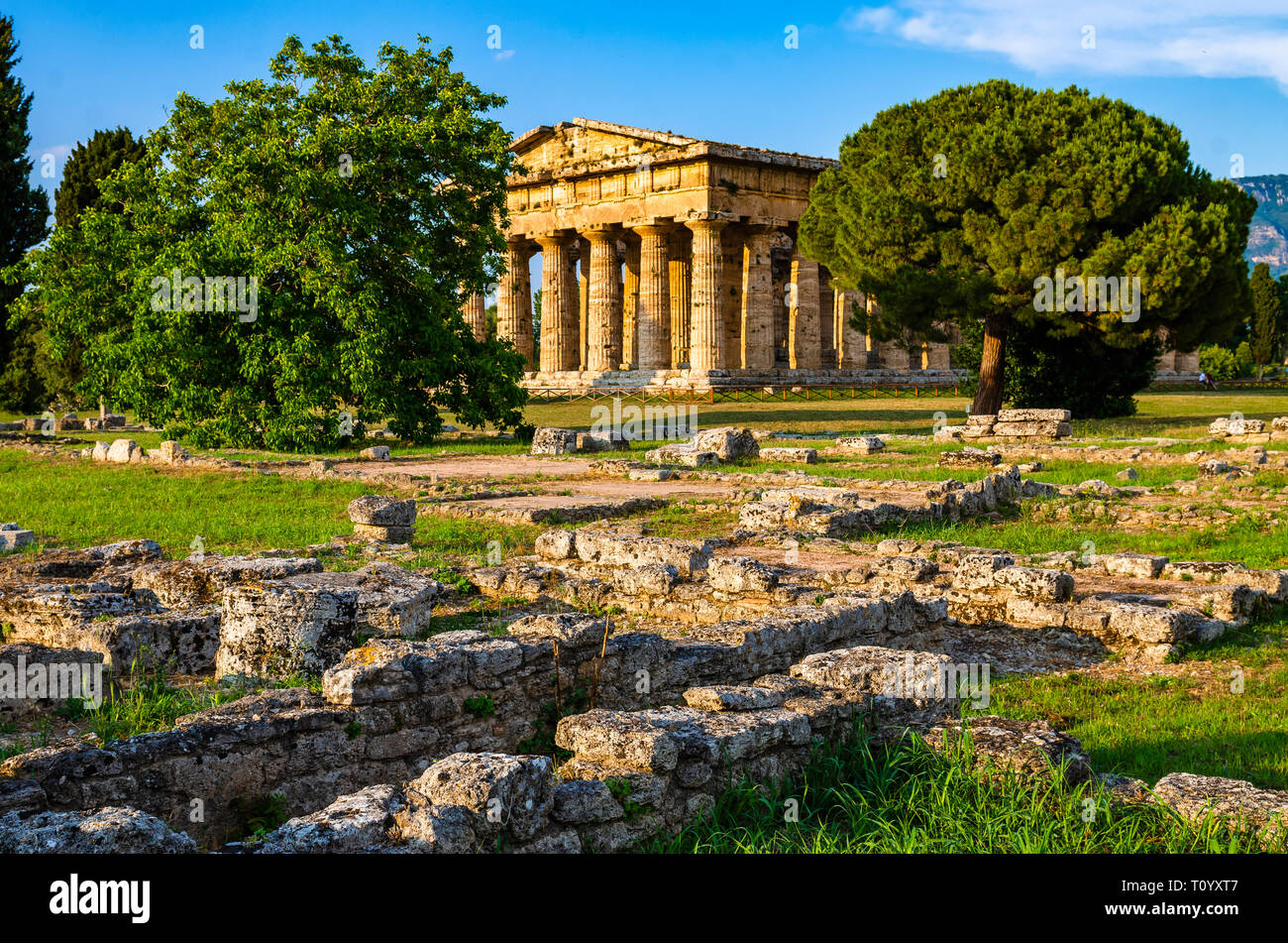 Archaeological site of Paestum , Temple of Neptune Stock Photo - Alamy