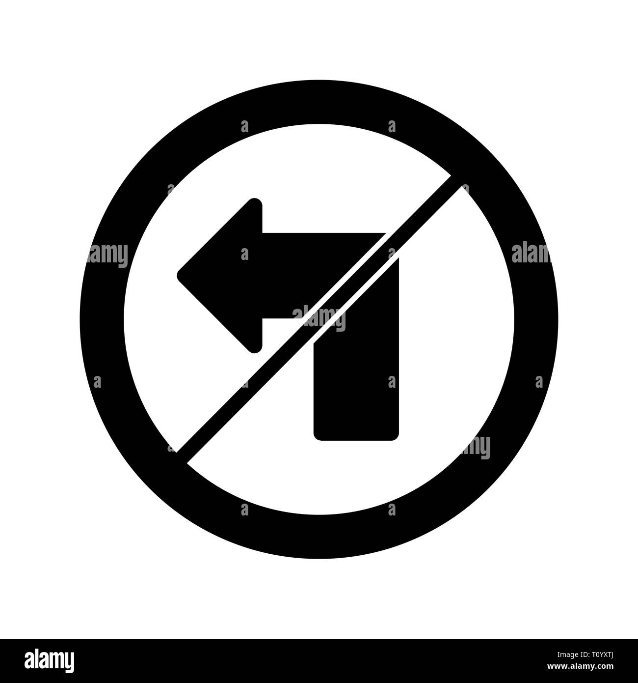 Illustration No left turn Icon Stock Photo - Alamy