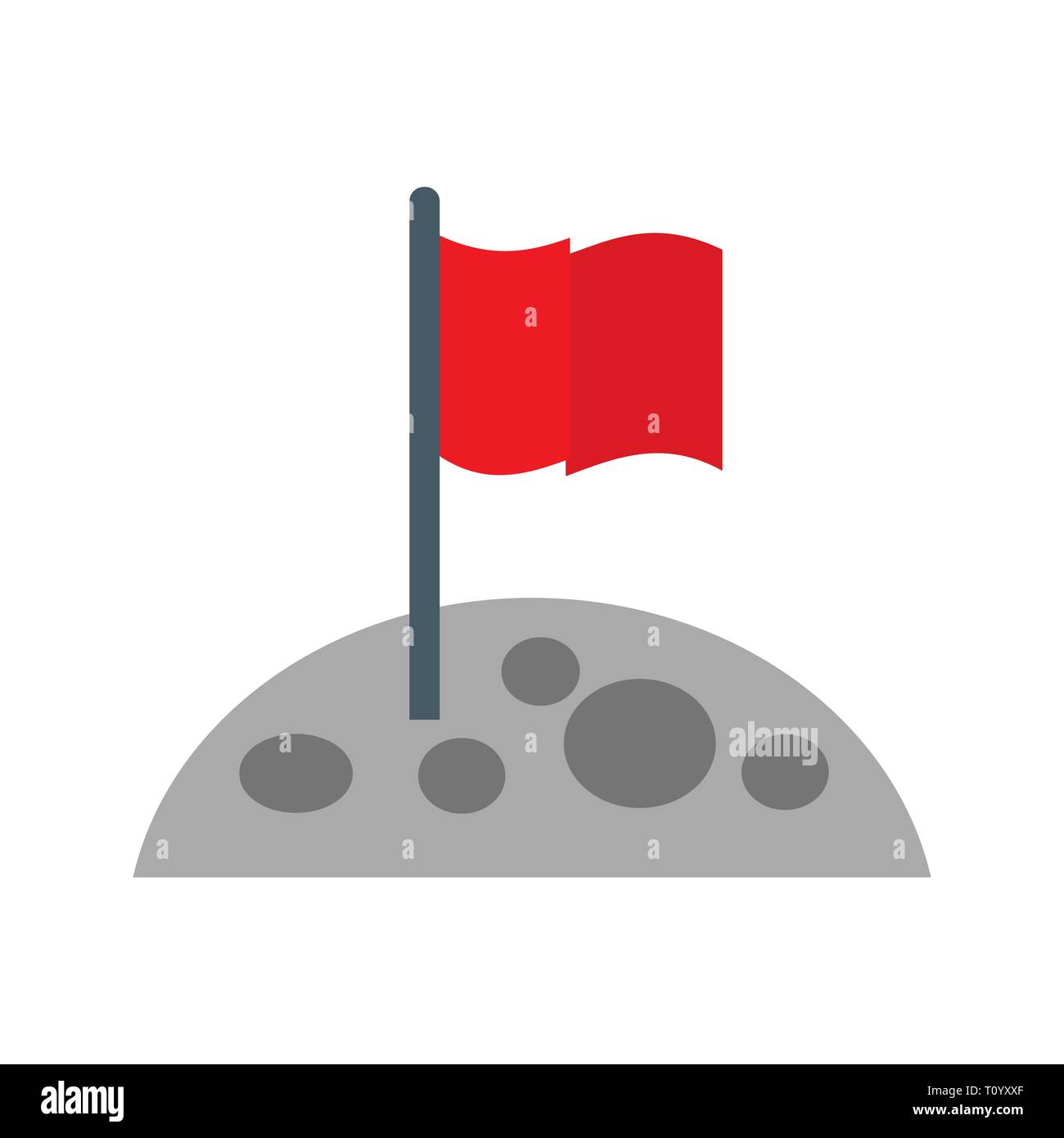 Illustration Flag At Moon Icon Stock Photo - Alamy