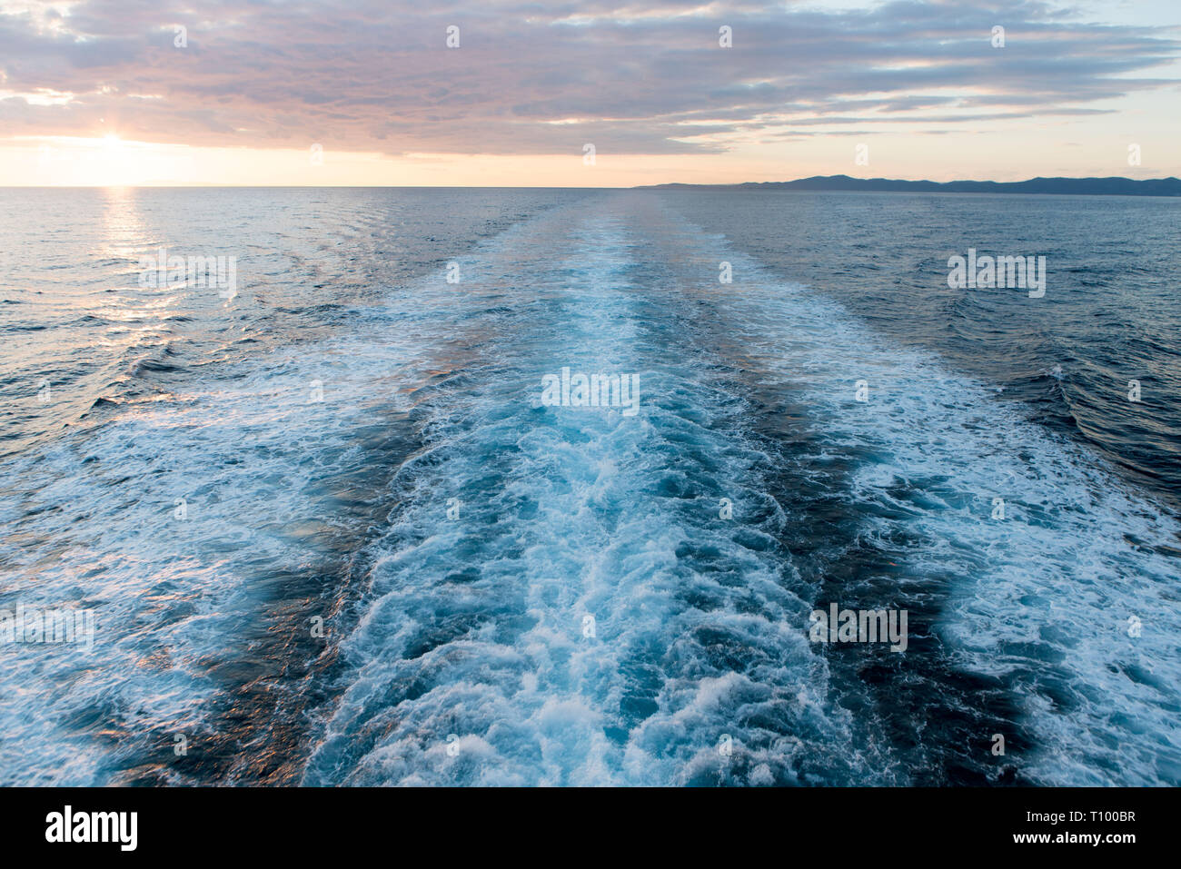 view over the sea from back of a ferry, Lastovo, Croatia Stock Photo ...