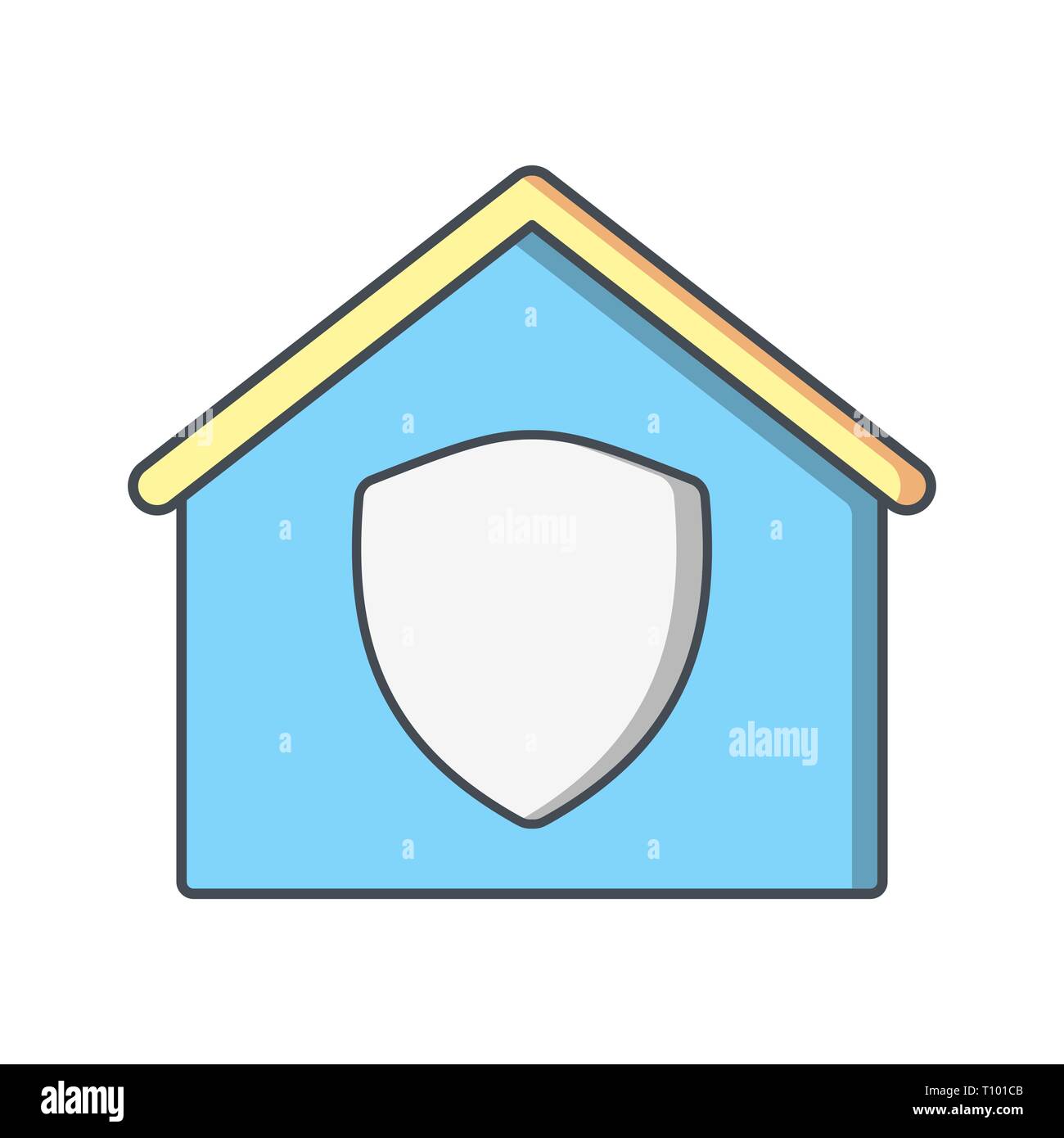 Illustration Protected House Icon Stock Photo - Alamy