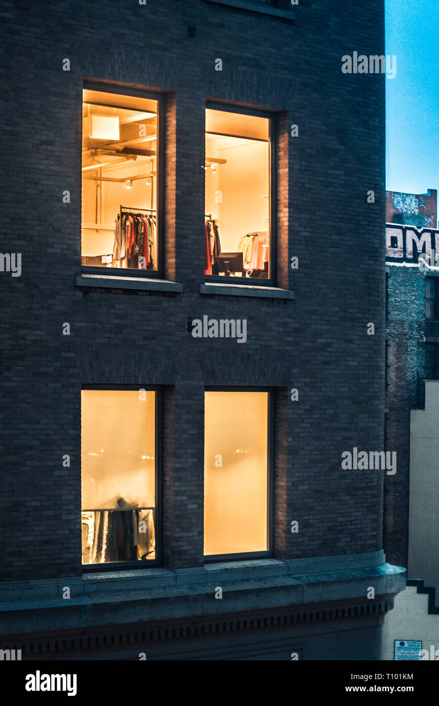 Office building at night in Soho area in New York Stock Photo - Alamy