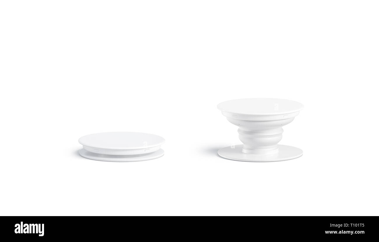 Blank white phone pop socket mock up, isolated, front view, 3d ...