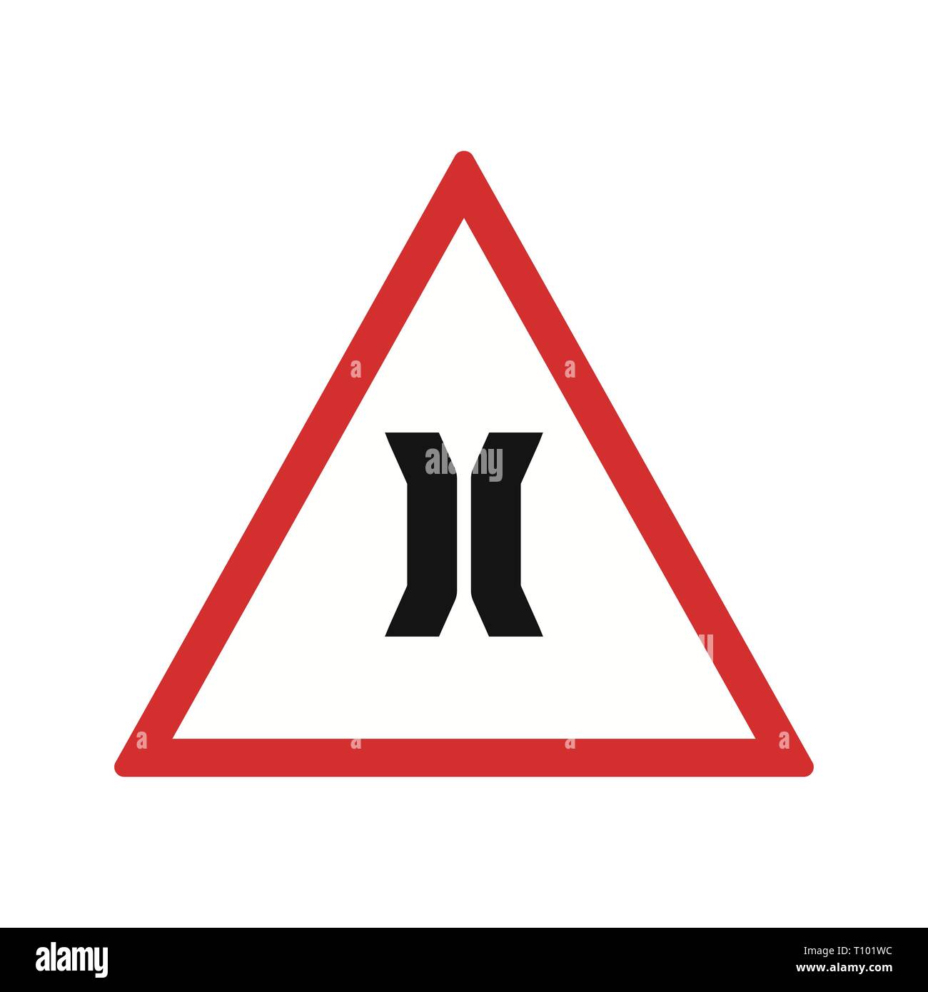 Illustration Narrow bridge Road Sign Icon Stock Photo - Alamy