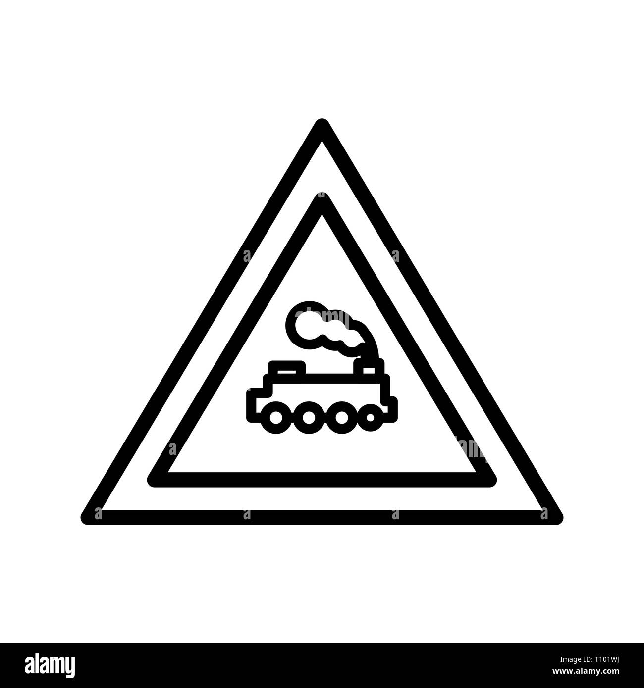 Level crossing road sign Black and White Stock Photos & Images - Alamy