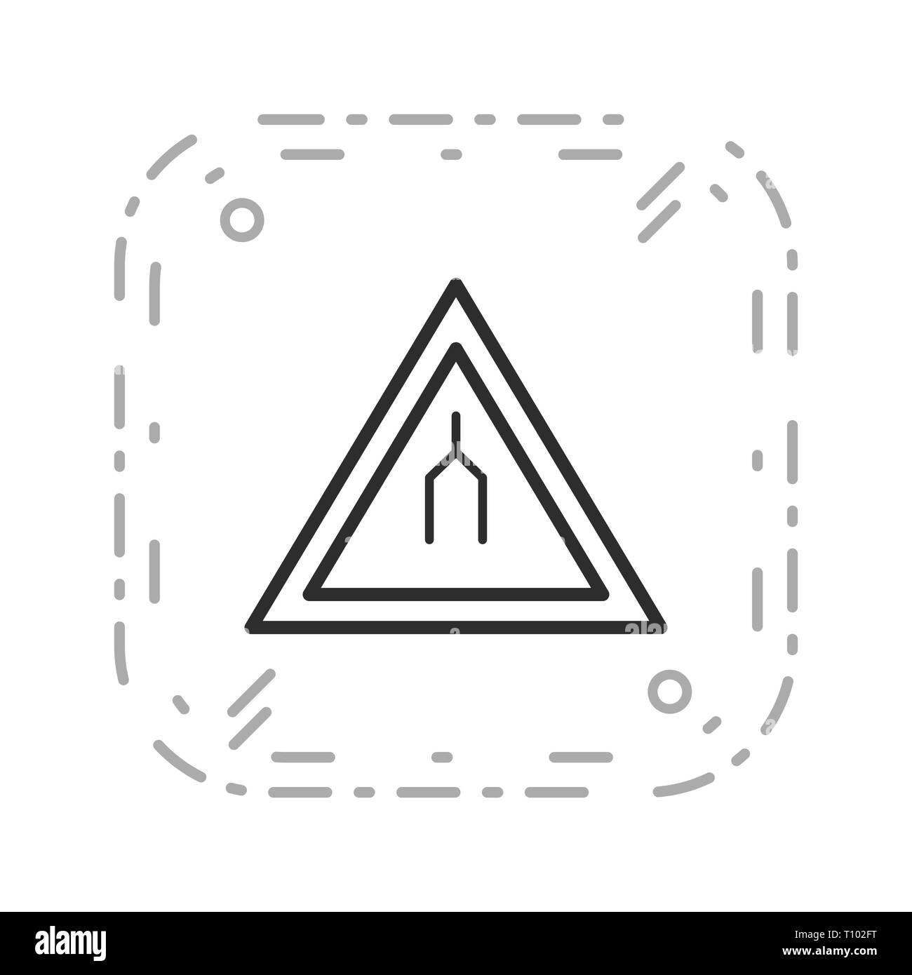 Illustration Dual carriageway ends Road Sign Icon Stock Photo - Alamy