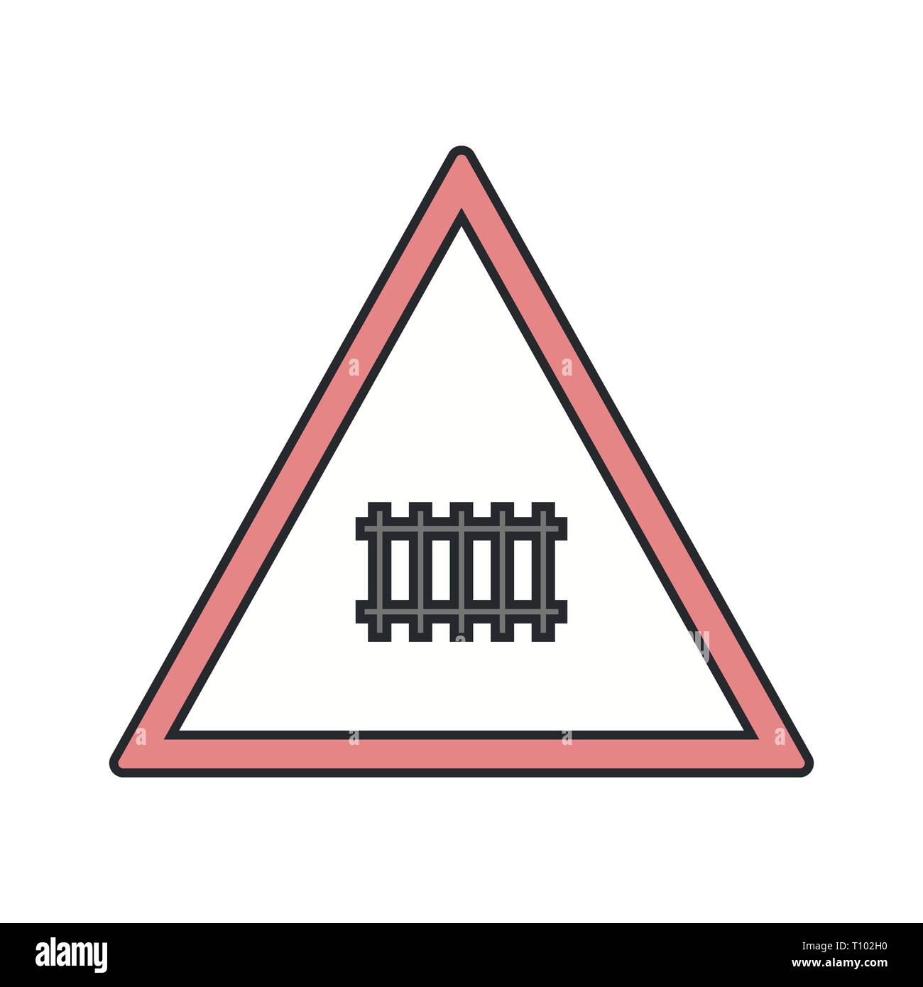 Illustration Level crossing (with gate) Road Sign Icon Stock Photo - Alamy