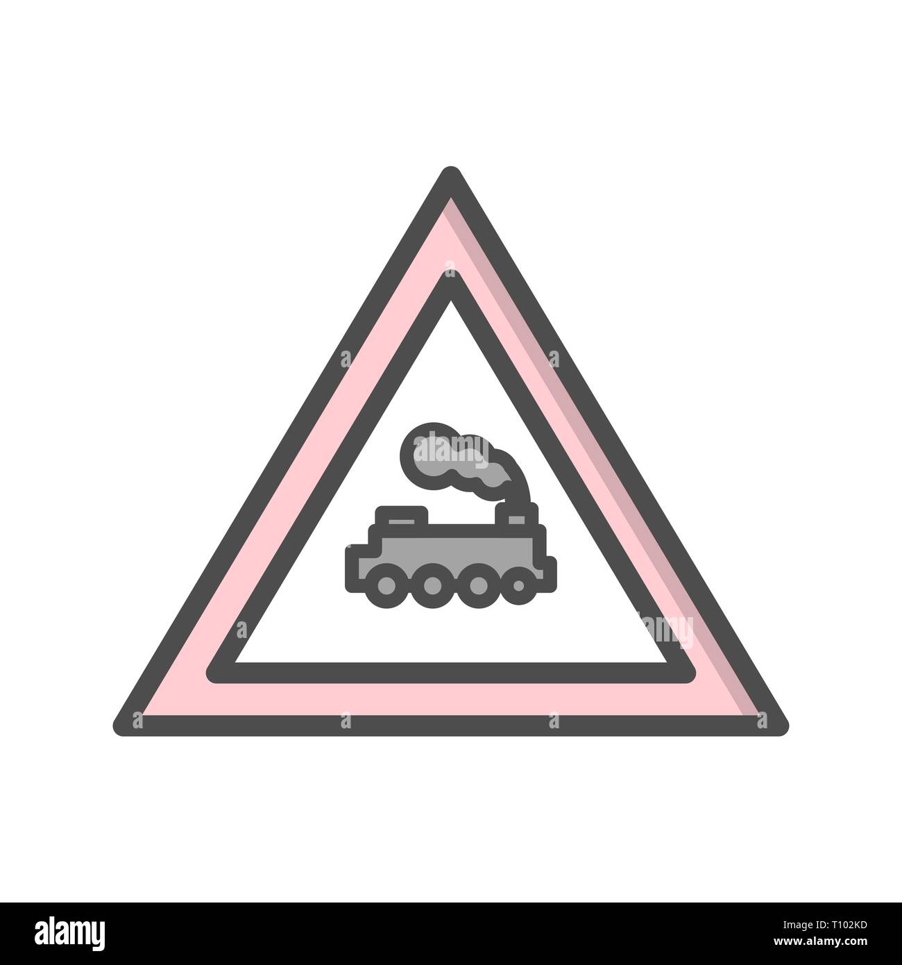 Illustration Level crossing Train Road Sign Icon Stock Photo - Alamy