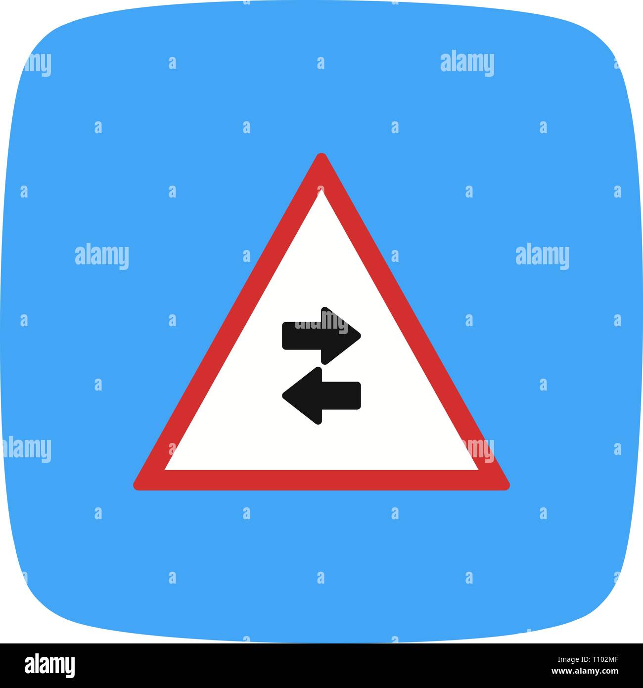 Illustration Two-way traffic crosses one-way Road Sign Icon Stock Photo ...