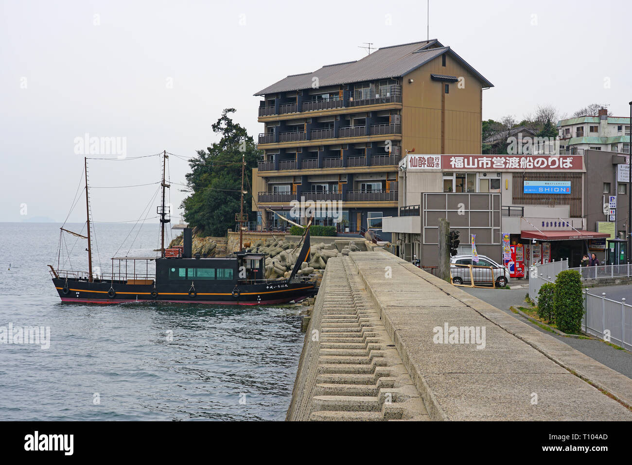 TOMONOURA, JAPAN –27 FEB 2019- Day view of boats in the harbor of ...