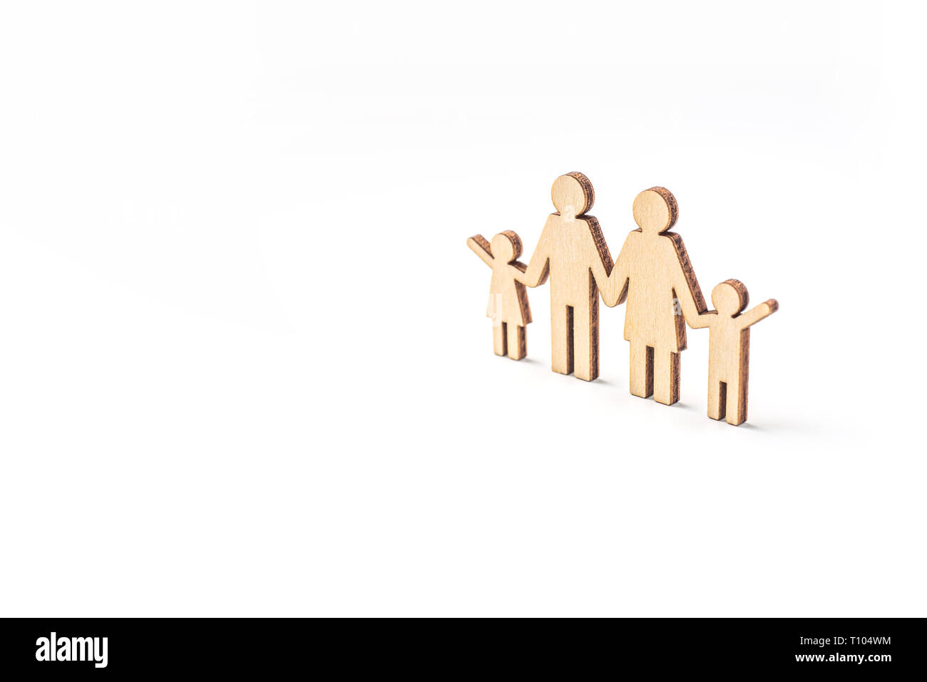 family and design concept - wooden family piece isolated on white ...