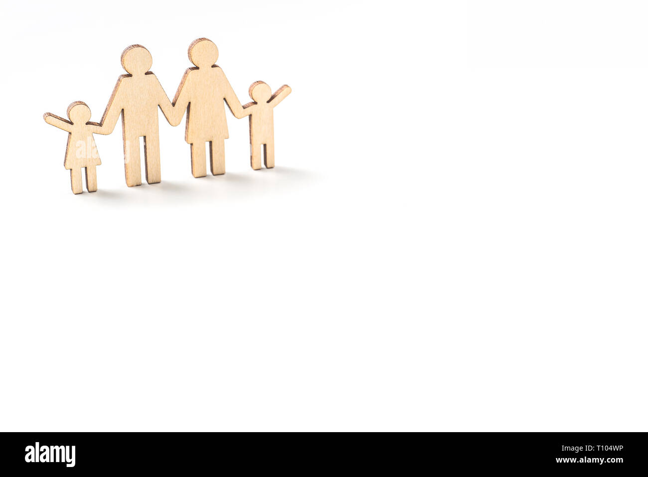 family and design concept - wooden family piece isolated on white ...