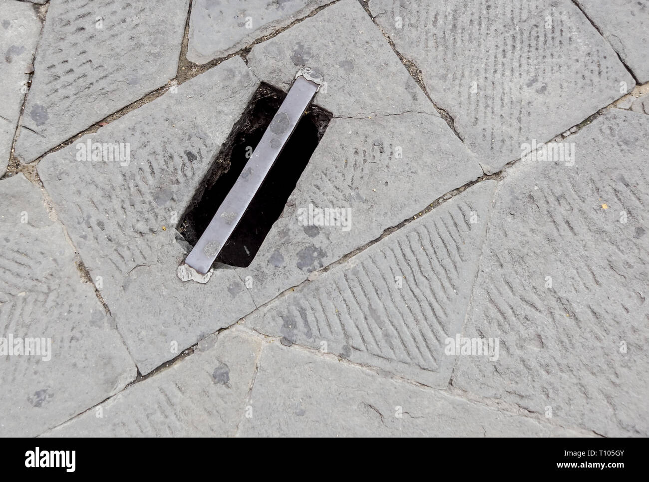 Manhole cover on pavement .drain water on pavement Stock Photo - Alamy