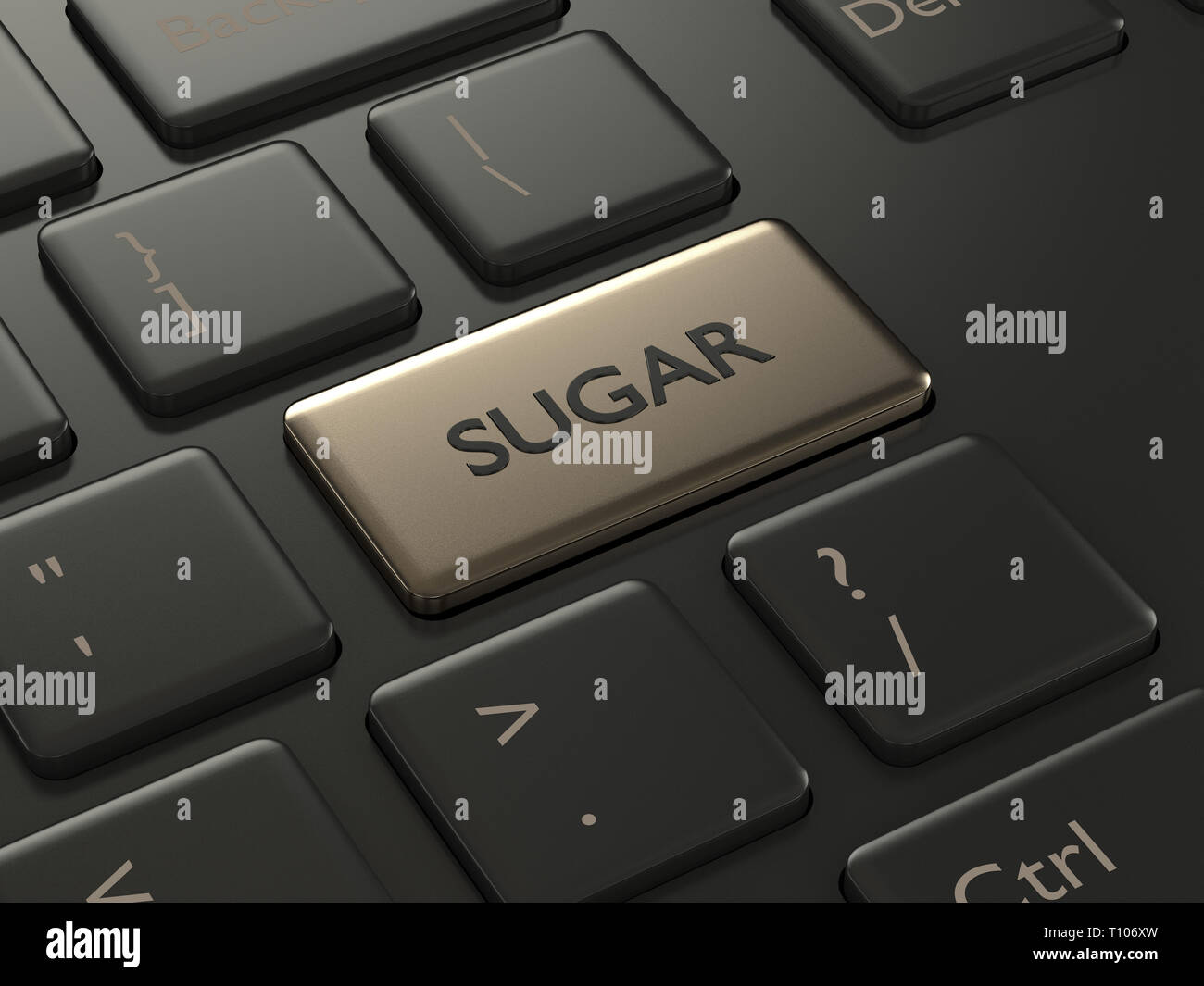 3d render of keyboard with sugar button. Stock market agricultural ...