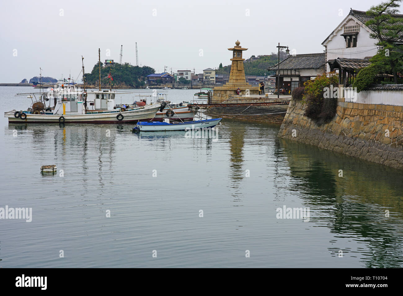 TOMONOURA, JAPAN –27 FEB 2019- Day view of boats in the harbor of ...