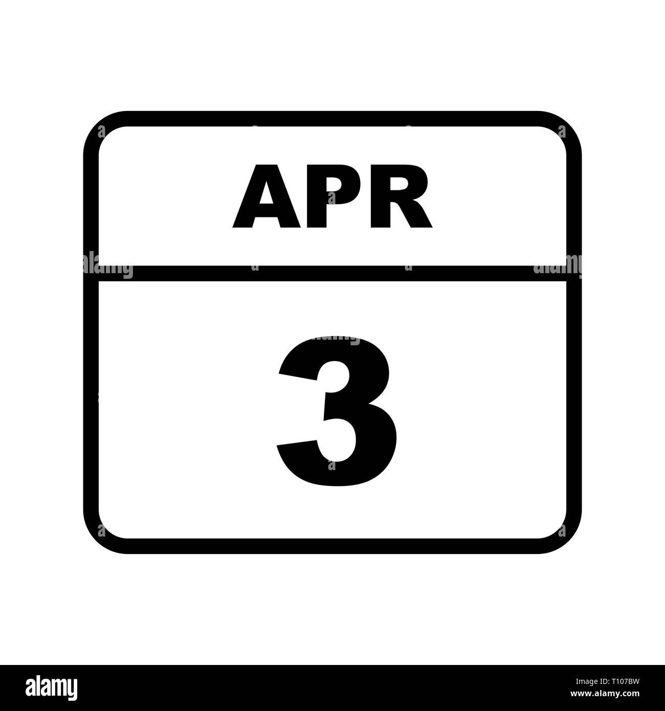 April 3rd Date on a Single Day Calendar Stock Photo - Alamy