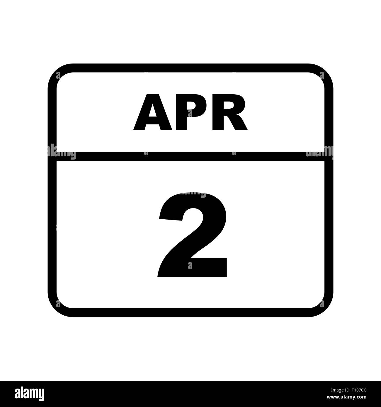April 2nd Date on a Single Day Calendar Stock Photo - Alamy