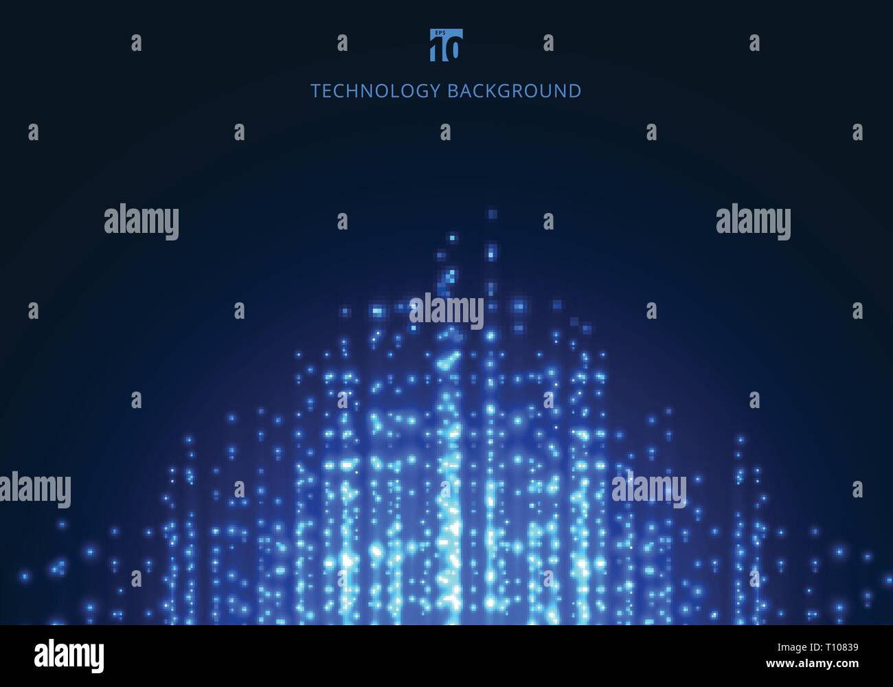 Abstract technology blue magic sparkling glitter particles lines on ...