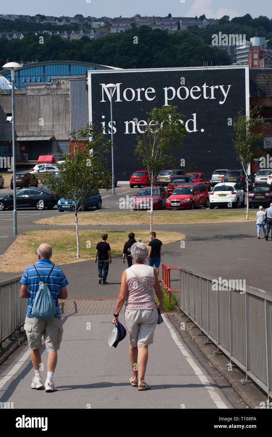 Poetry Sign at the birthplace of poet Dylan Thomas in Swansea. .located ...