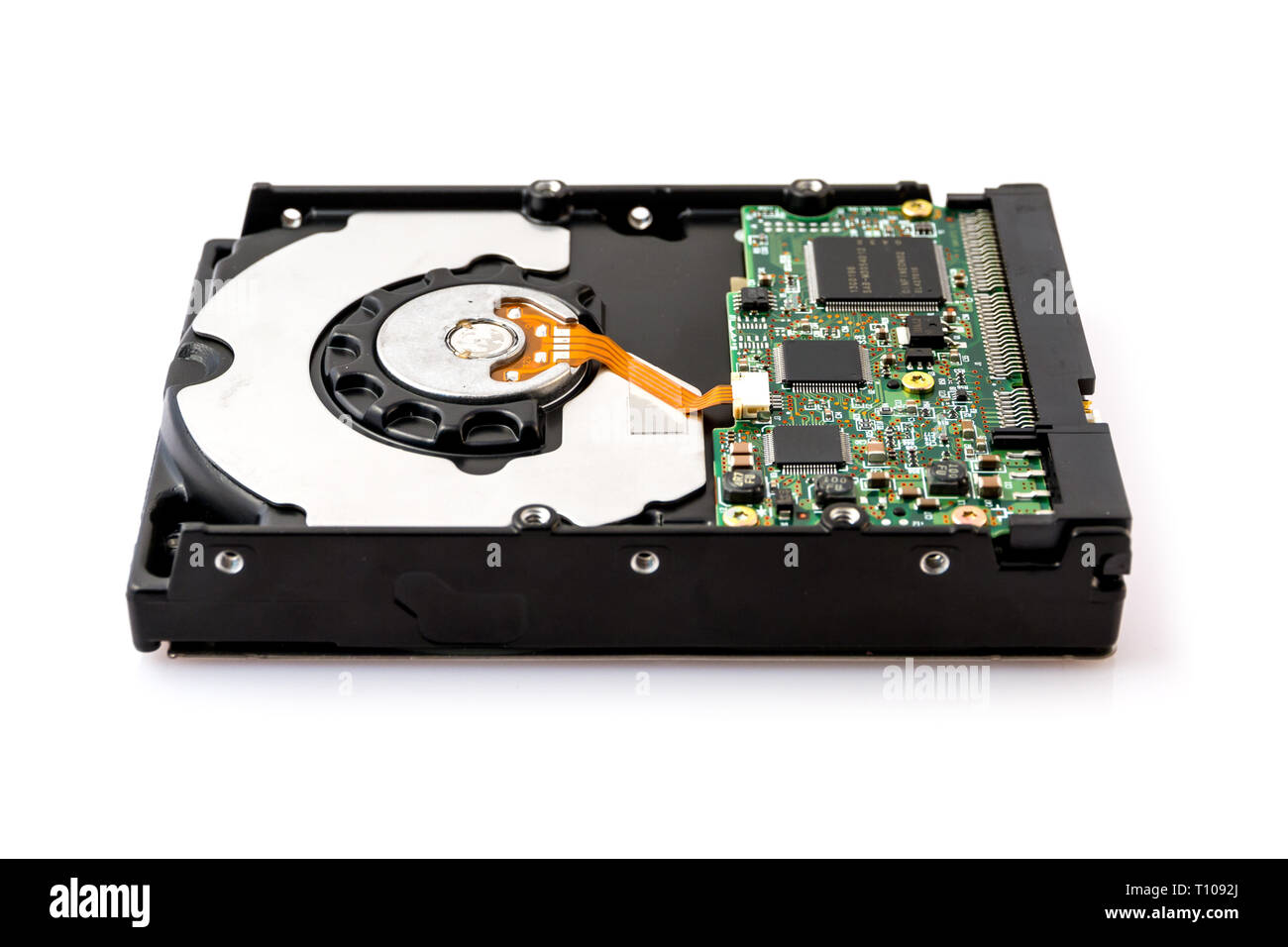 Opened hard disk drive isolated on white background Stock Photo - Alamy