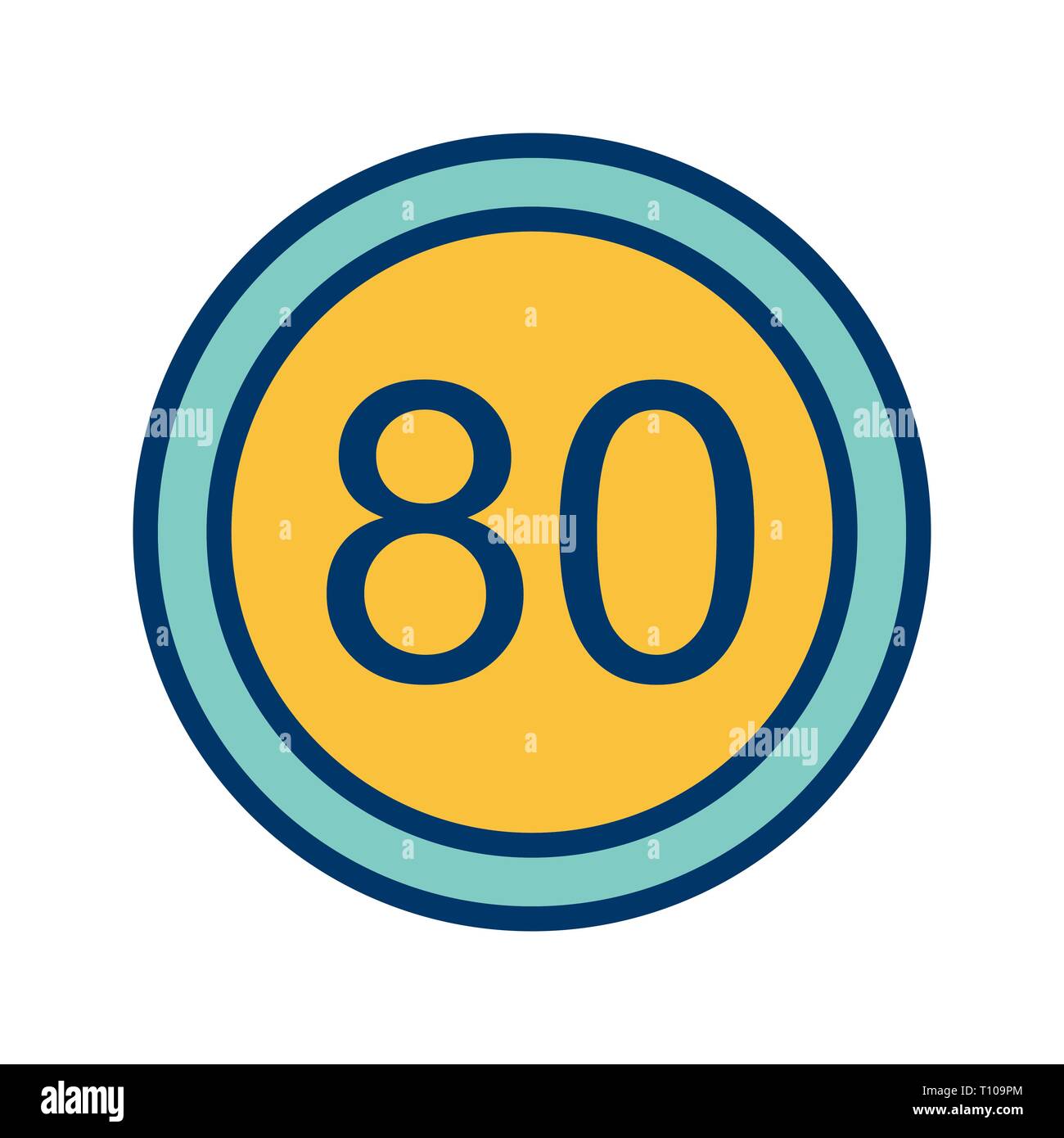 Illustration Speed limit 80 Icon Stock Photo - Alamy