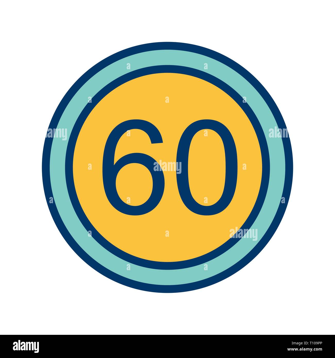 Illustration Speed limit 60 Icon Stock Photo - Alamy