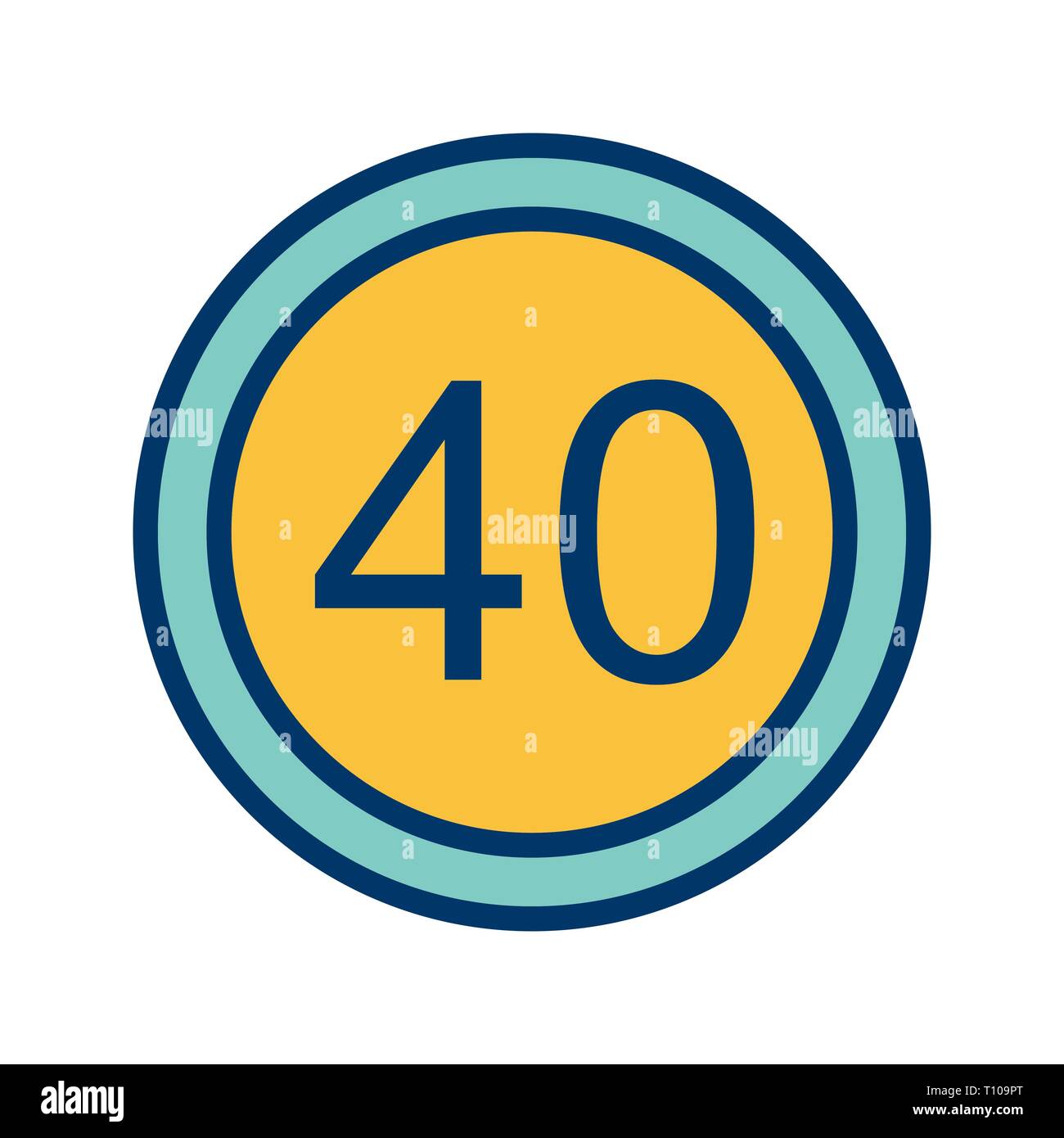 Illustration Speed limit 40 Icon Stock Photo - Alamy