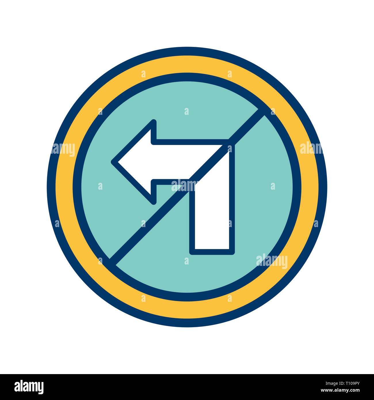 Illustration No left turn Icon Stock Photo - Alamy