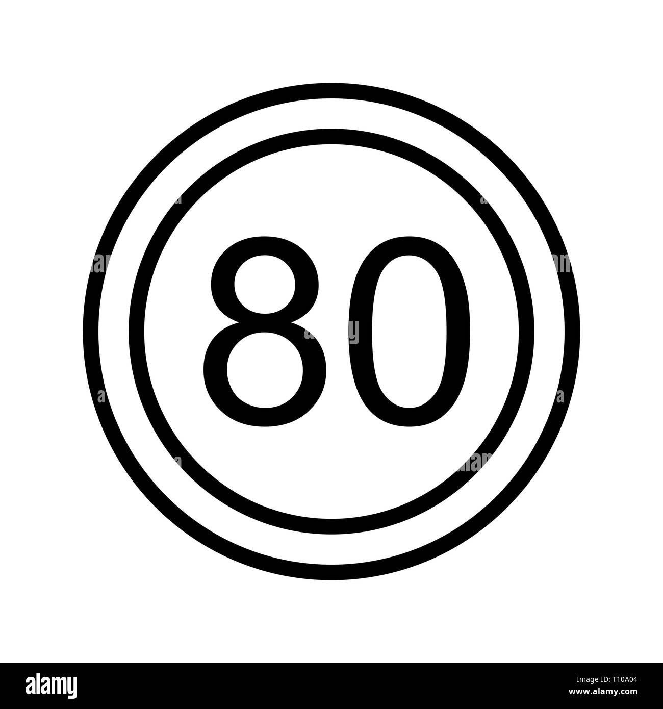 Illustration Speed limit 80 Icon Stock Photo - Alamy